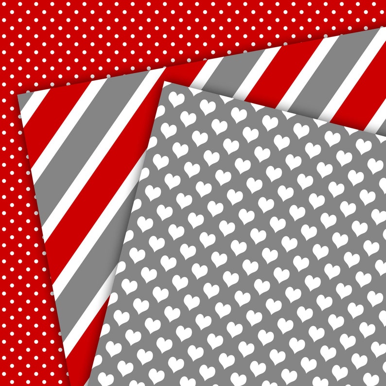 Red and Gray Digital Paper, Scrapbook Papers, Wallpaper, Background ...