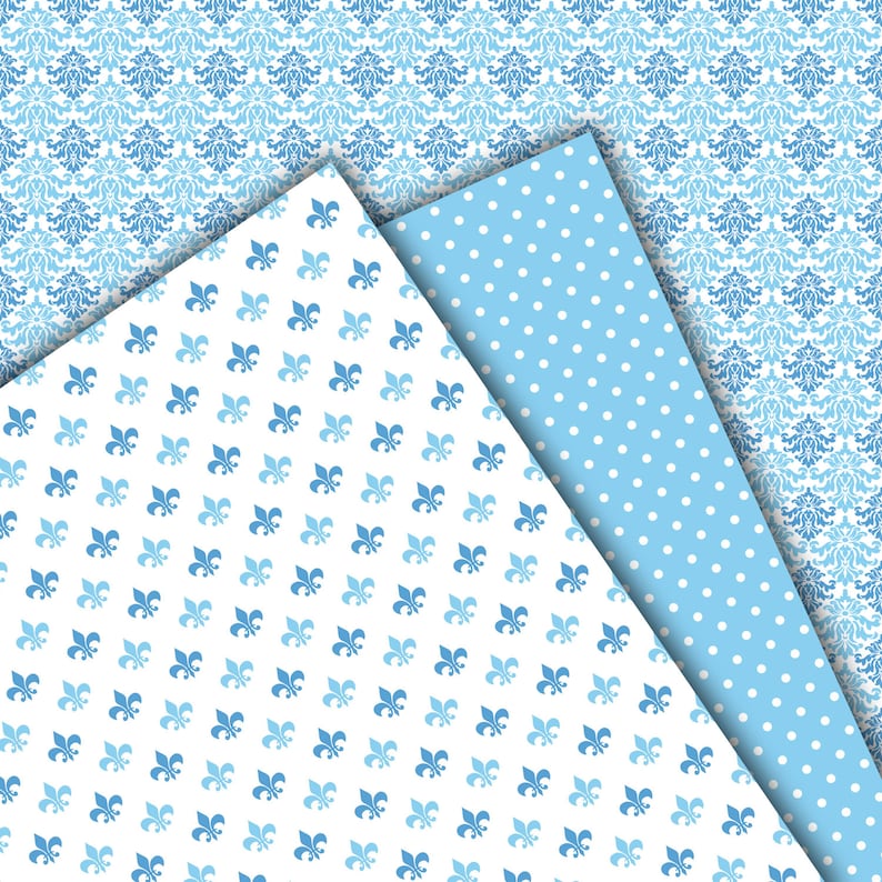 Blue Digital Paper Scrapbook Papers Wallpaper Background - Etsy