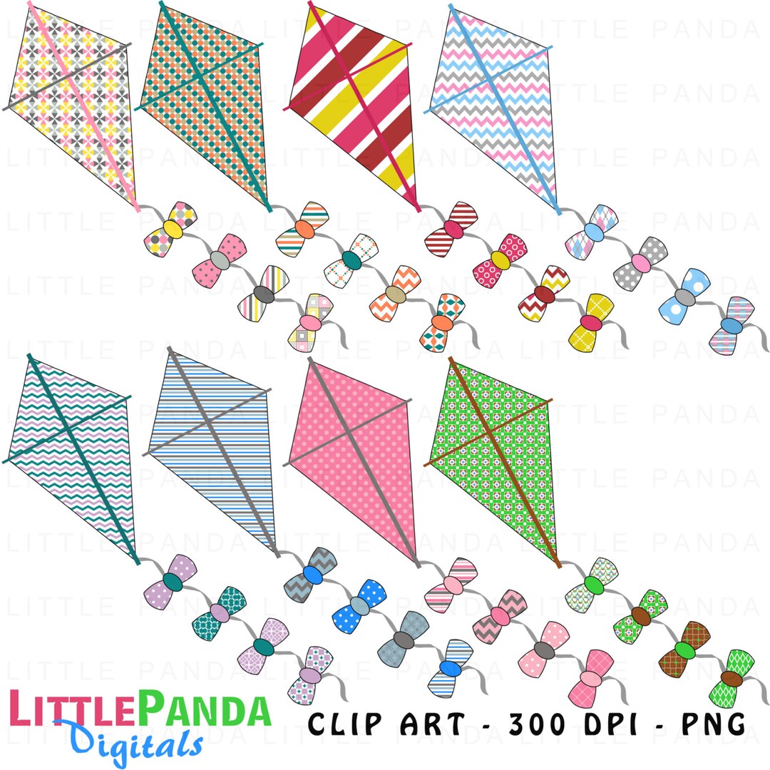 Flying Kite Clip Art, Digital Clipart, Personal and Commercial Use ...