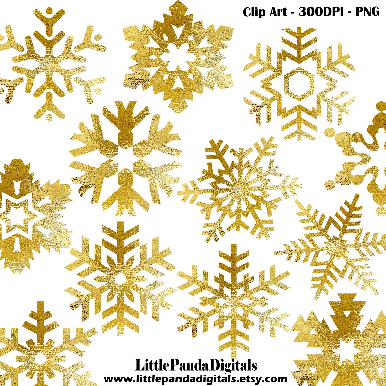 Gold Snowflake Clipart Png Christmas New Years Frozen | Etsy