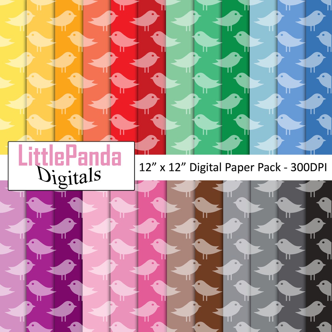 Cute Bird Digital Paper Scrapbook Paper Animal Background Bird Pattern ...