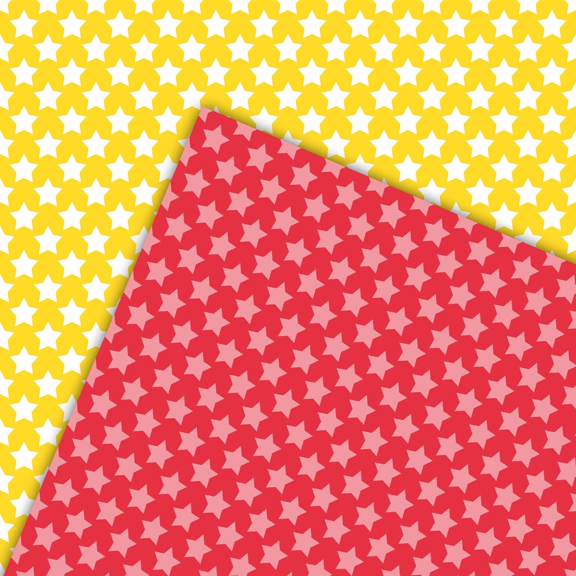 Stars Digital Paper Primary Colors Scrapbook Pages Paper | Etsy