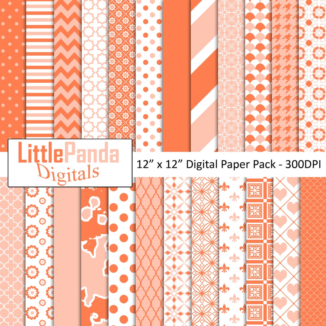Coral Digital Paper, Scrapbook Papers, Background, Commercial Use ...