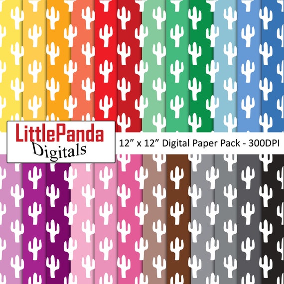 Cactus Scrapbook Paper Cactus Pattern Cactus Digital Paper | Etsy