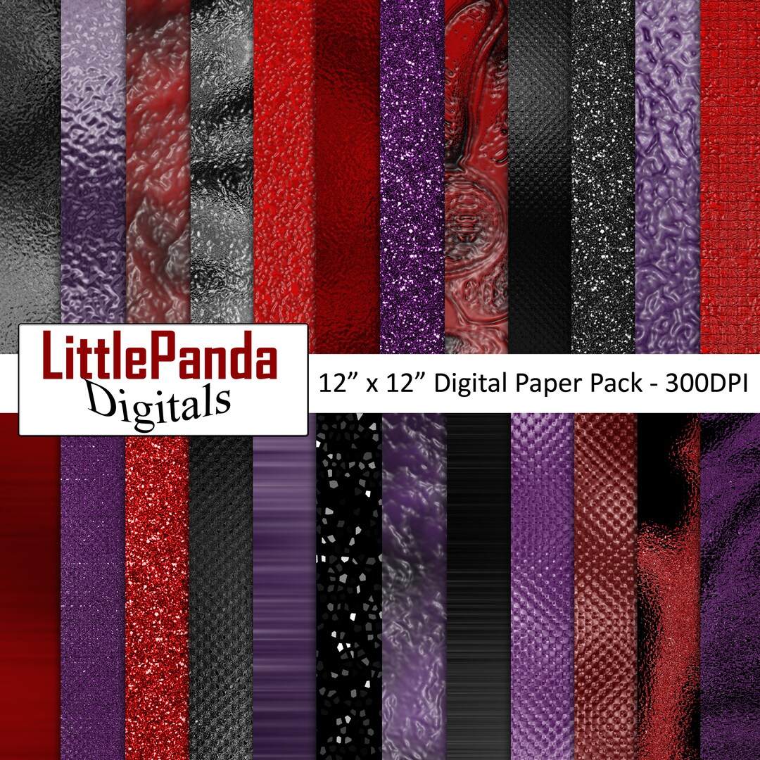 Halloween Digital Paper Gothic Metallic Foil Textures Glitter Purple ...
