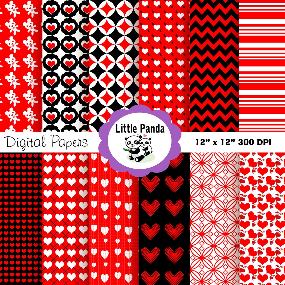 Valentine Digital Scrapbook Paper Pack, Commercial Use, Personal Use ...