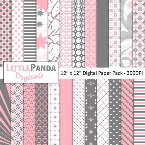 Pastel Pink Digital Scrapbook Paper Pack 24 Jpg Files 12 X 12 - Etsy