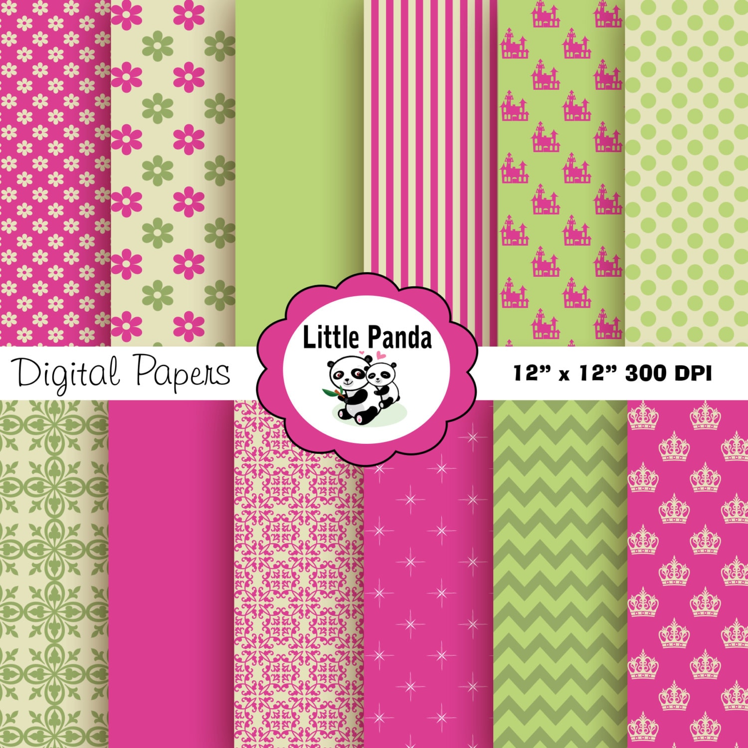 Princess Birthday Digital Papers 12 Jpg Files 12 X 12 - Instant ...
