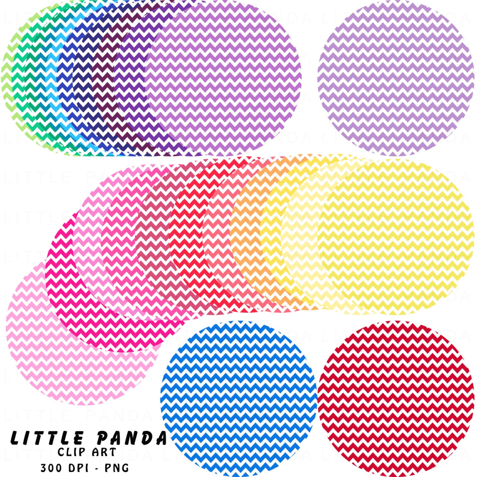 Rainbow Chevron Circle Digital Clip Art Personal and | Etsy