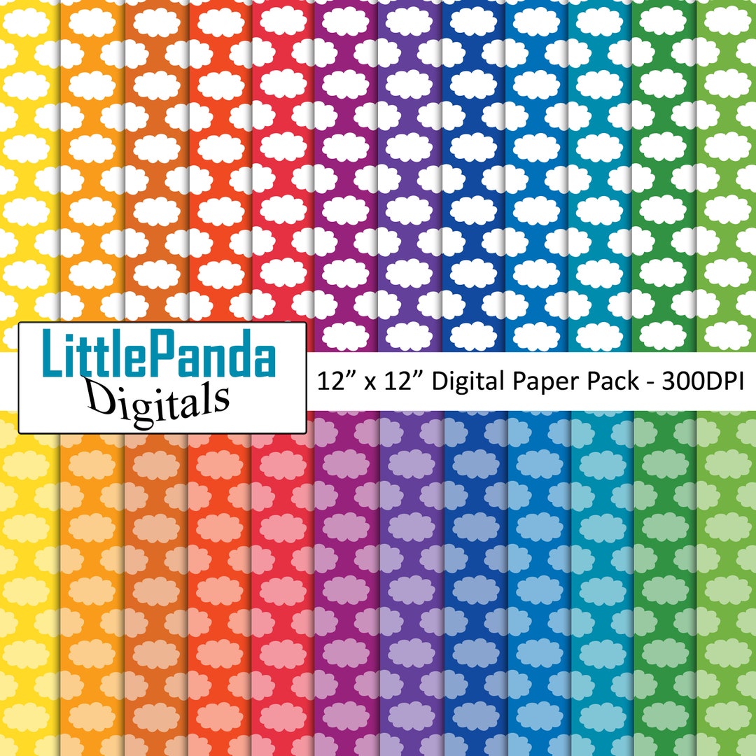 Clouds Digital Paper Primary Colors Scrapbook Pages Paper Crafts Sky ...