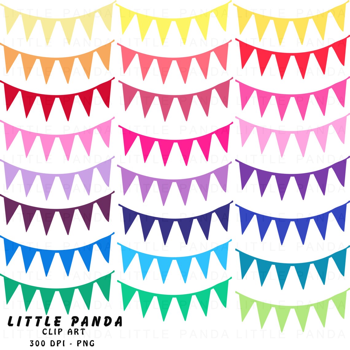 Rainbow Digital Pennant Banner Flag Clip Art Instant - Etsy
