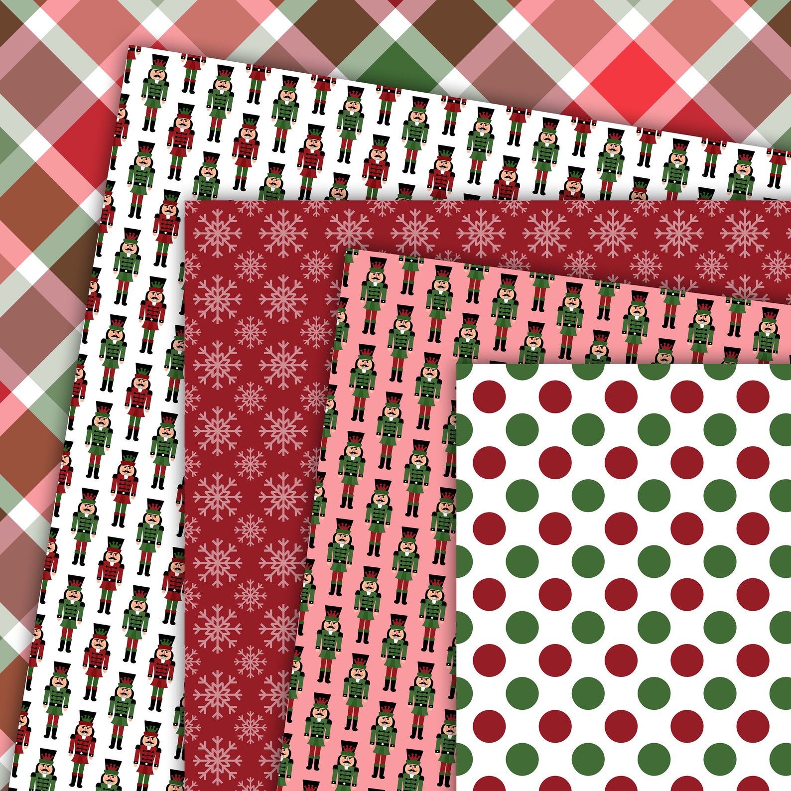 Christmas Nutcracker Digital Paper Snowflake Polka Dots - Etsy