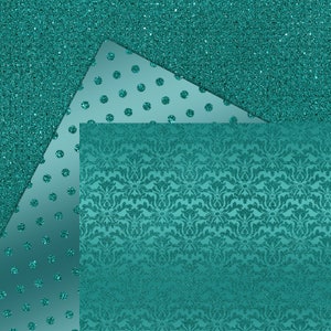 Teal Digital Paper Metallic Foil Scrapbook Paper Glitter Foil Sparkle ...