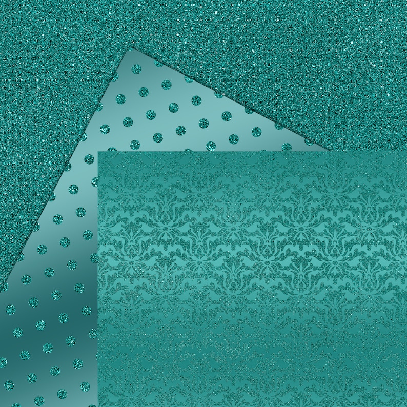 Teal Digital Paper Metallic Foil Scrapbook Paper Glitter Foil | Etsy