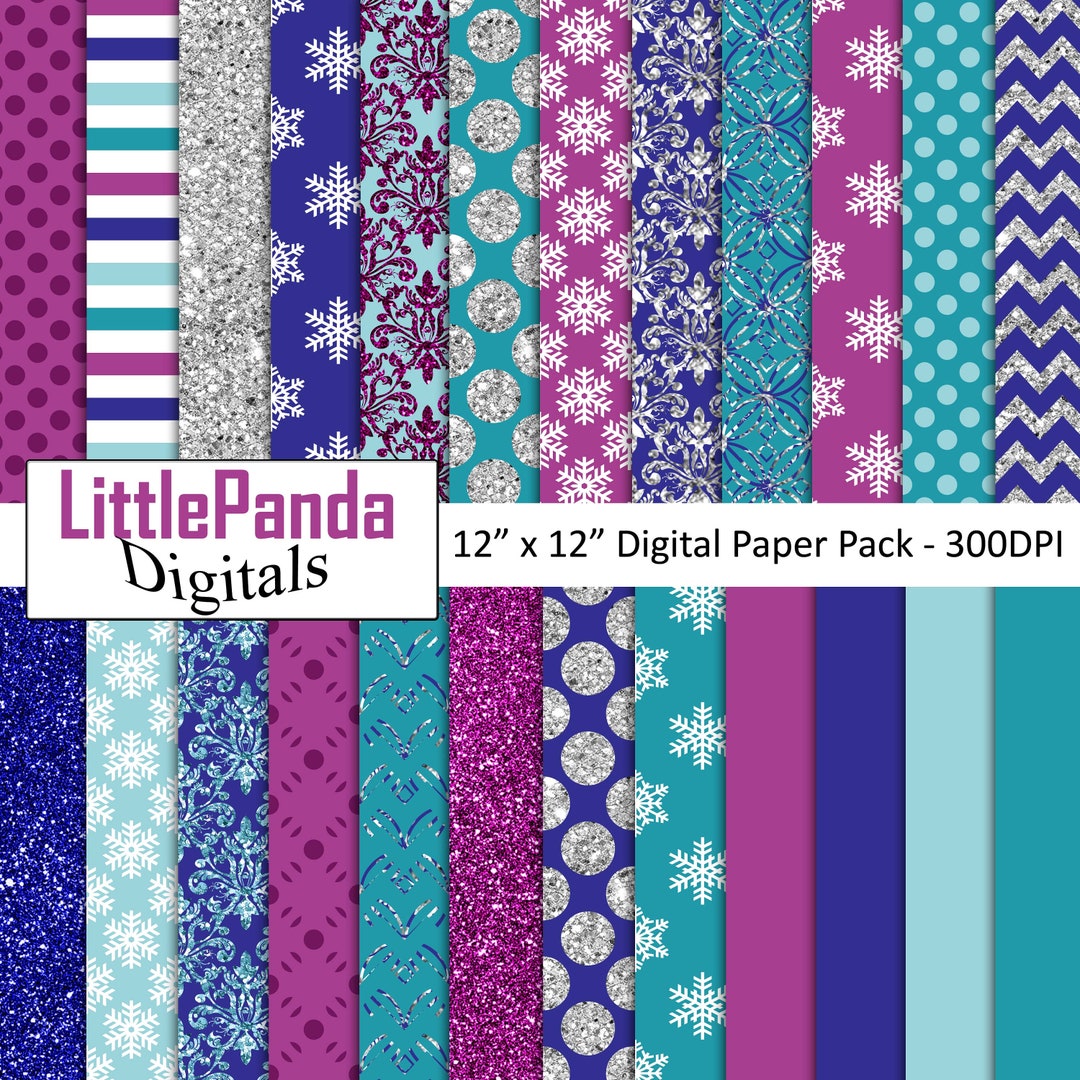 Frozen Digital Paper, Frozen Scrapbook Papers, Commercial Use, Glitter ...