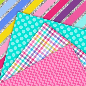 Birthday Digital Paper, Scrapbook Paper, Birthday, Glitter, Stripes ...