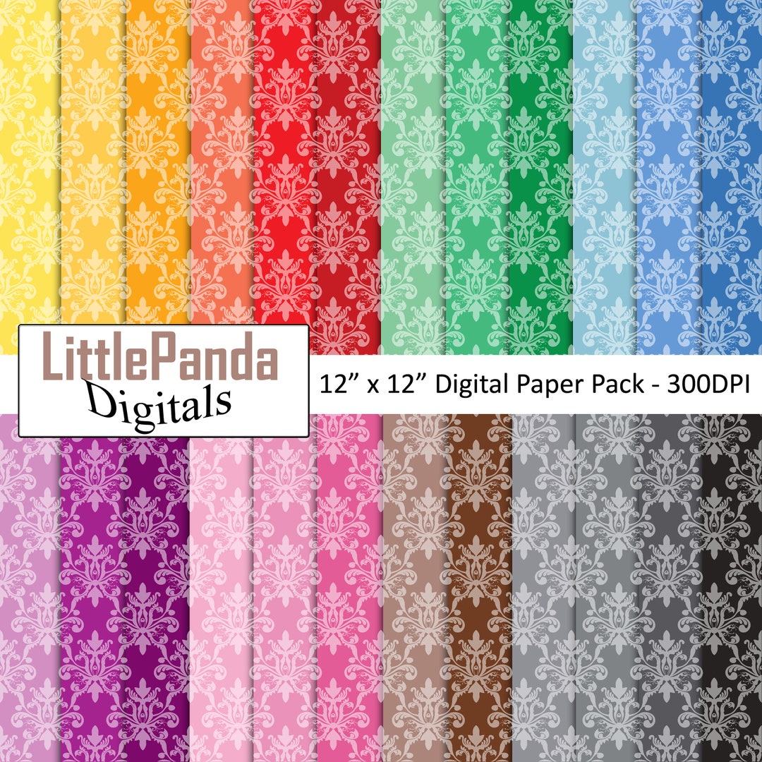 Damask Digital Paper Floral Pattern Damask Scrapbook Paper Background ...