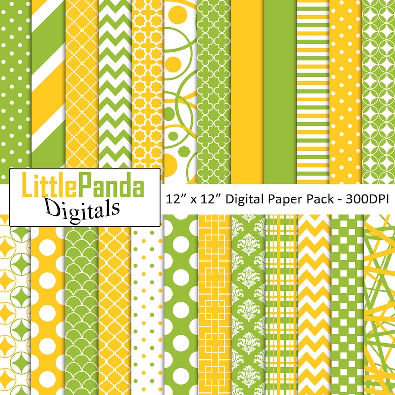 Green and Yellow Digital Paper Scrapbook Papers Wallpaper - Etsy