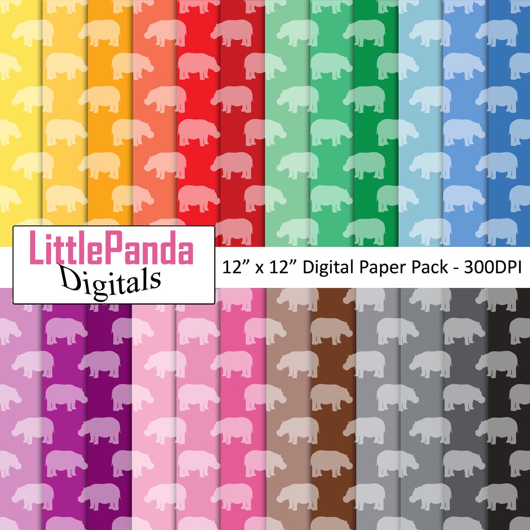 Hippo Digital Paper, Hippo Pattern, Seamless Animal Background, Hippo ...