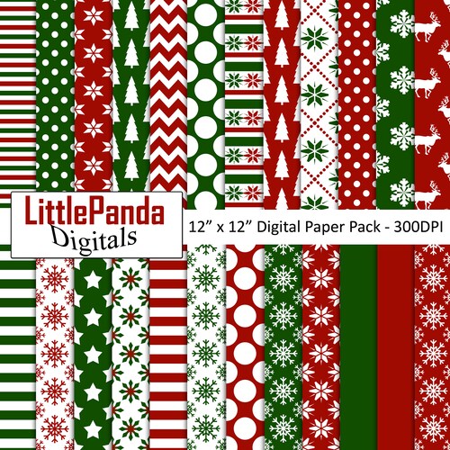 Christmas Digital Paper Holiday Scrapbook Papers Snowflake - Etsy