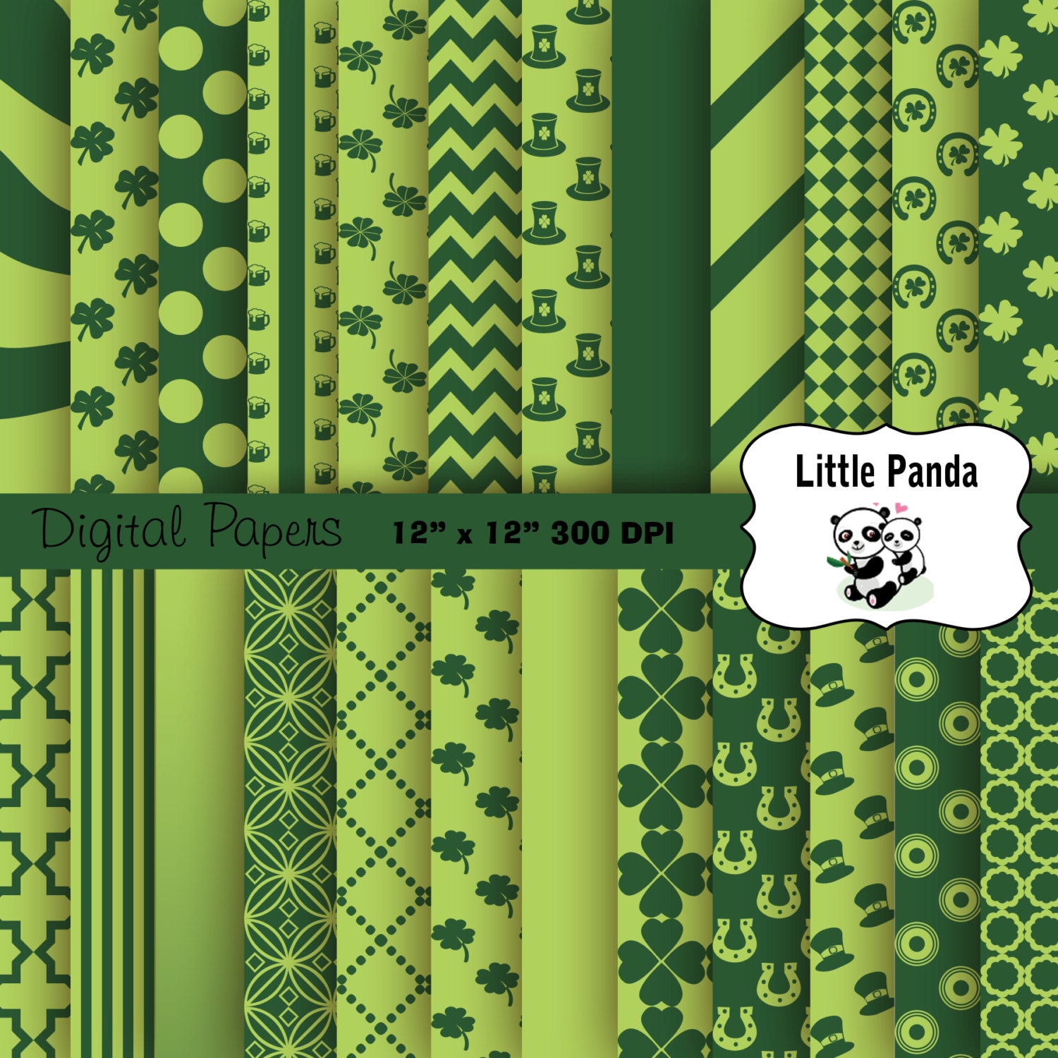 St. Patrick's Day Digital Paper Pack 24 Jpg Files 12 X 12 - Instant ...