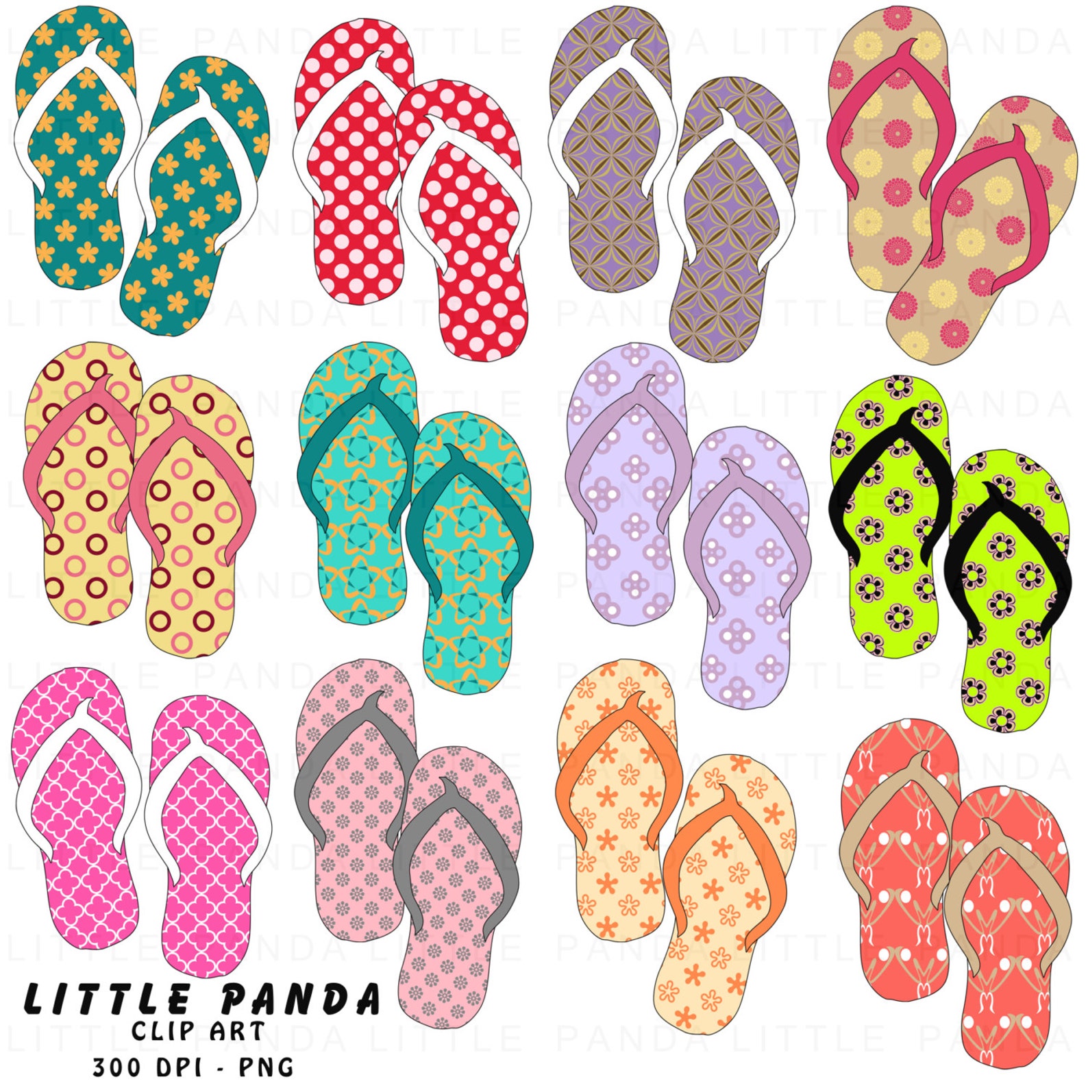 Digital Flip Flops Clip Art Instant Download C100 | Etsy