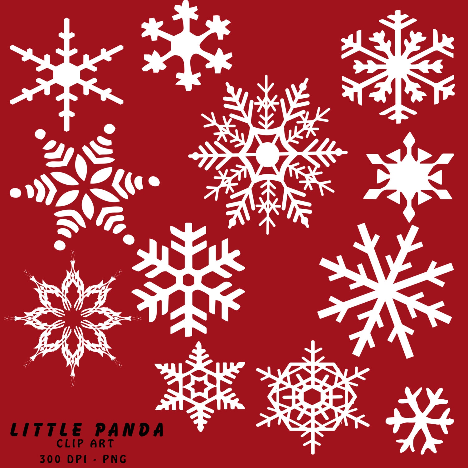 Snowflake Digital Clip Art - Personal and Commercial Use - Instant ...