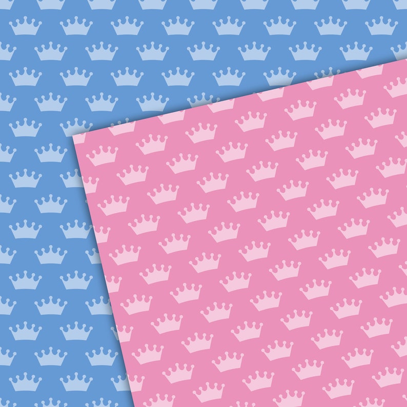 Crown Digital Paper Princess Scrapbook Paper Little Prince | Etsy