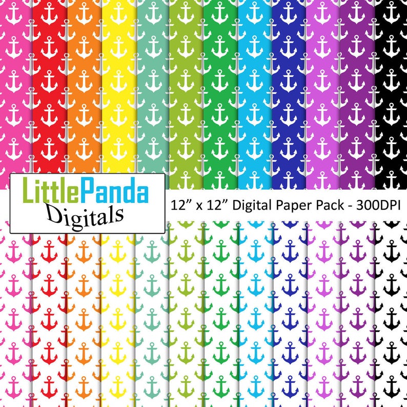 Nautical Digital Paper Anchor Scrapbook Papers Wallpaper | Etsy