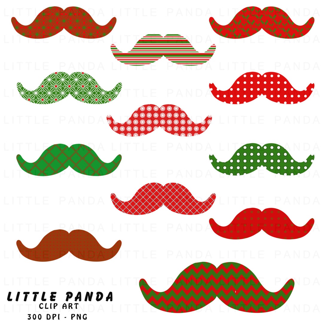 Christmas Mustache Digital Clip Art - Personal and Commercial Use ...