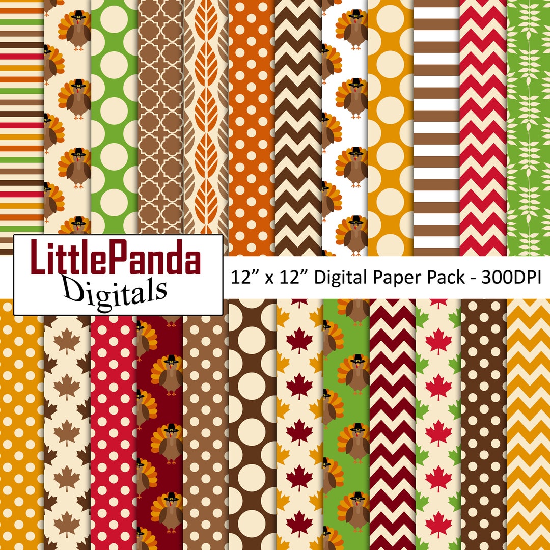 Thanksgiving Digital Paper Autumn Scrapbook Papers Turkey Background ...