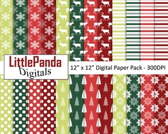 Christmas Digital Paper Holiday Scrapbook Papers Snowflake - Etsy