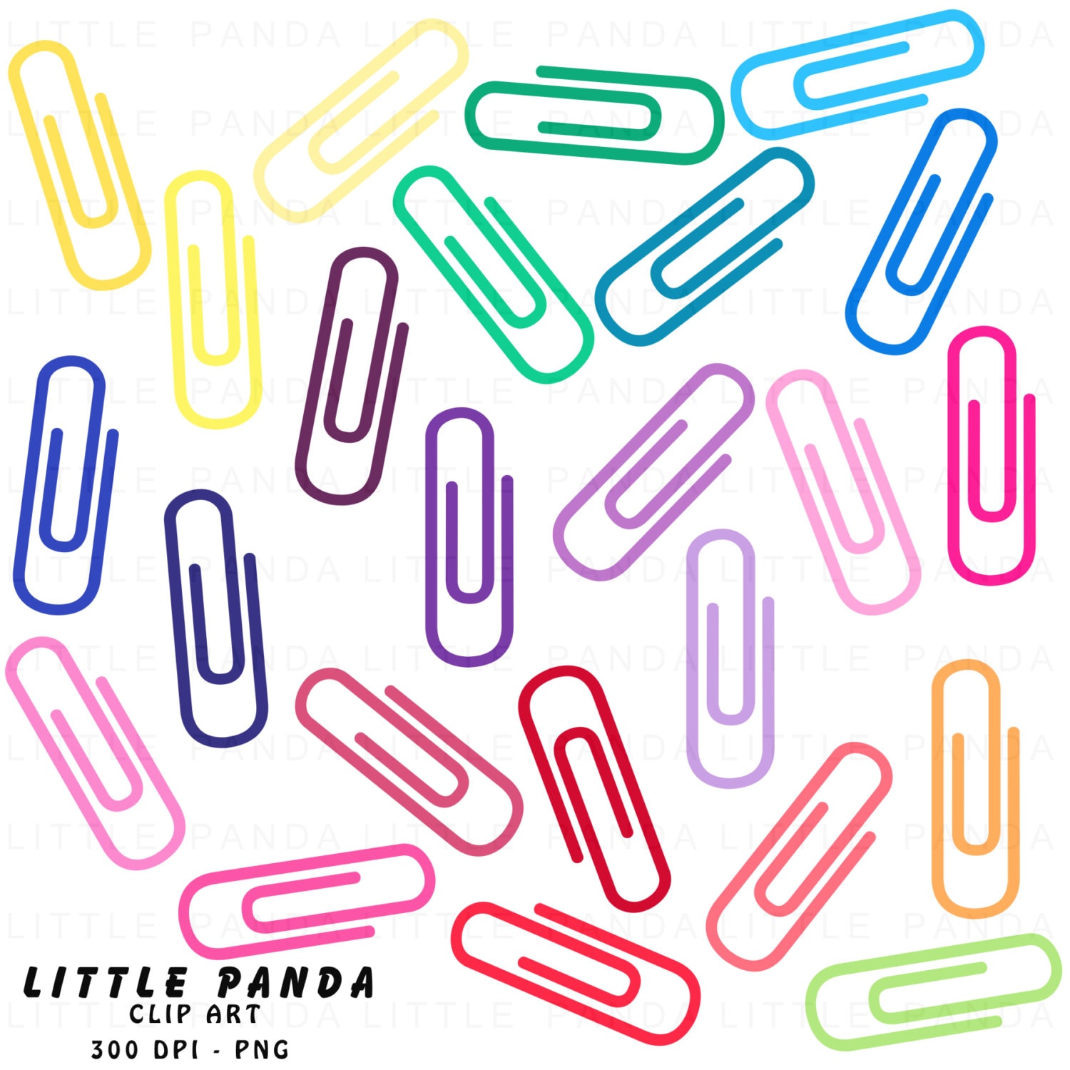 Rainbow Paper Clips Digital Clip Art Personal and Commercial - Etsy ...