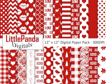 Valentine's Day Digital Paper Love Scrapbook Paper | Etsy