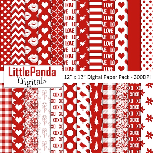 Valentine's Day Digital Paper Love Scrapbook Paper - Etsy