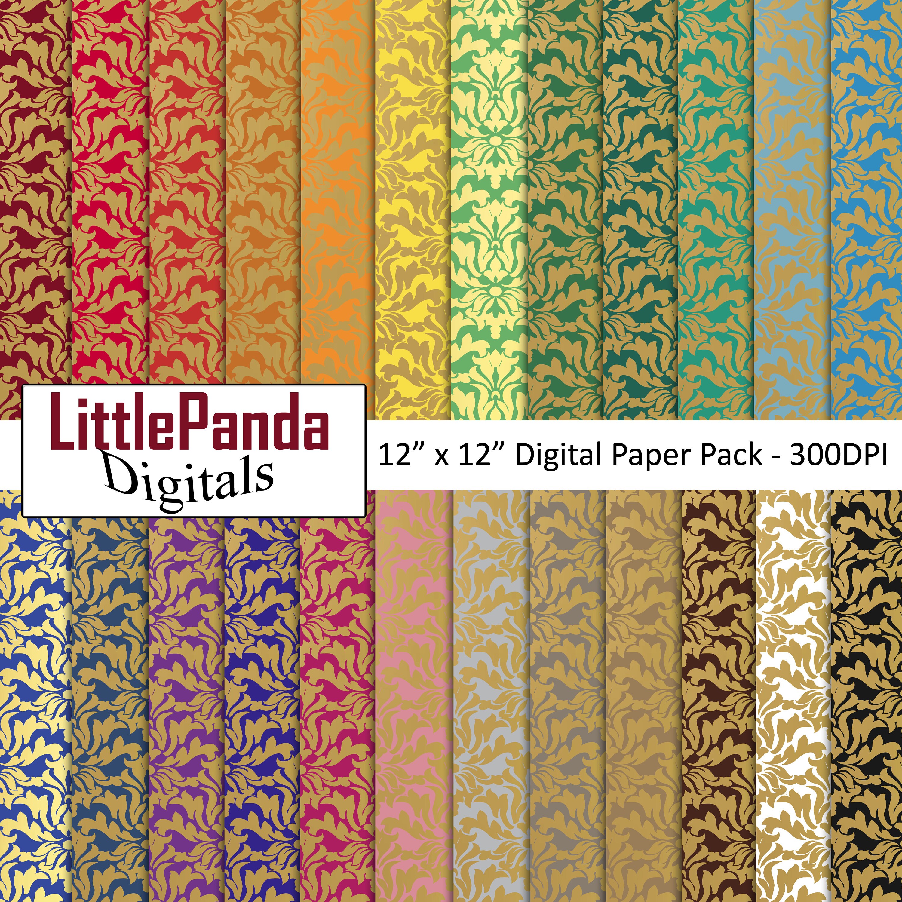 Gold Damask Digital Paper Scrapbook Paper Gold Digital - Etsy