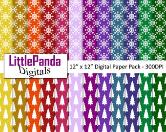 Christmas Digital Paper Holiday Scrapbook Papers Snowflake - Etsy