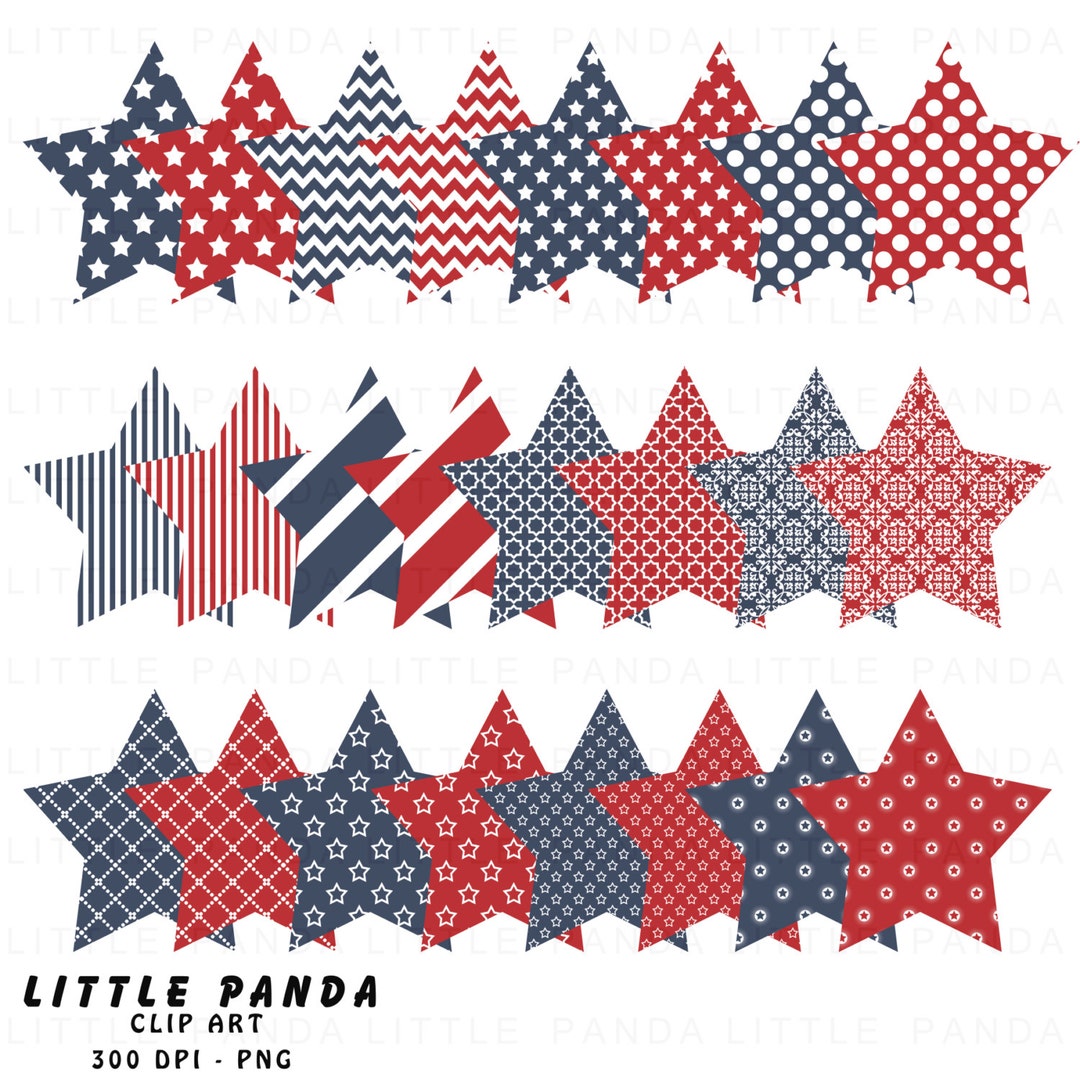 4th of July Stars Clip Art Digital Scrapbooking Personal and Commercial ...