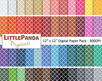 Quatrefoil Digital Paper Pack, Scrapbook Papers, 24 Jpg Files 12 X 12 ...