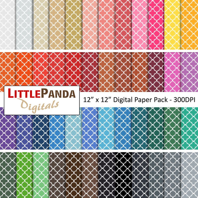 Quatrefoil Digital Scrapbook Papers 48 Jpg Files 12 X 12 - Instant ...