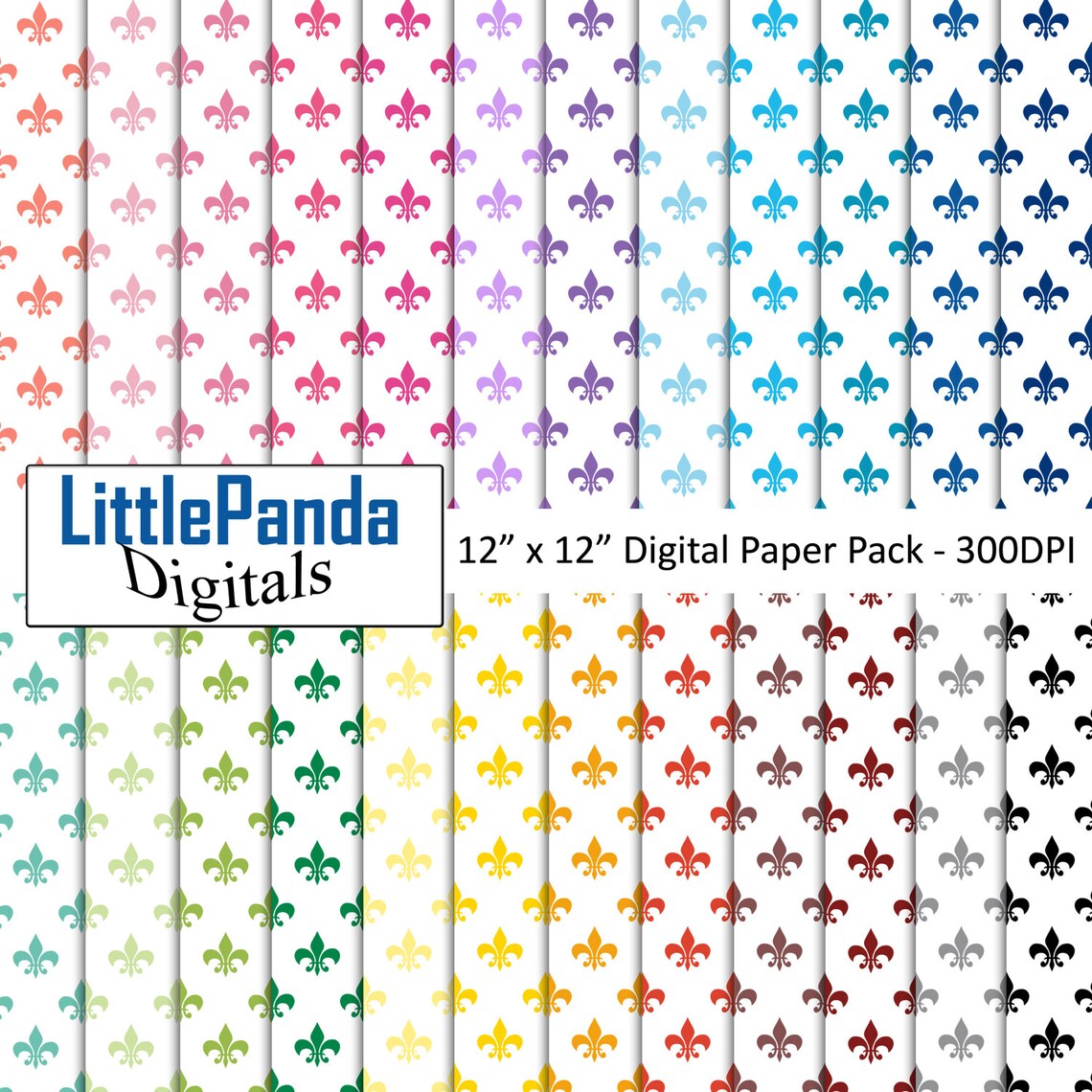 Fleur De Lis Digital Paper, Scrapbook Papers, Wallpaper, Background ...