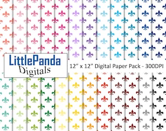 Fleur De Lis Digital Paper, Background, Scrapbook Papers, Commercial ...