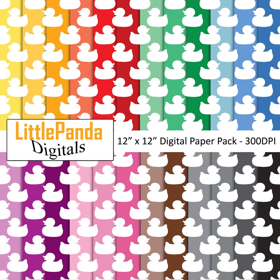 Duck Digital Paper Rubber Duck Background Baby Shower Scrapbook Paper ...