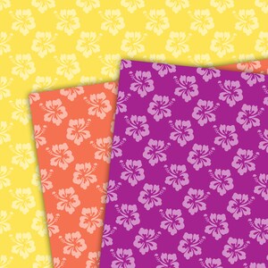 Hibiscus Scrapbook Paper, Hawaiian Flowers Digital Paper, Seamless ...