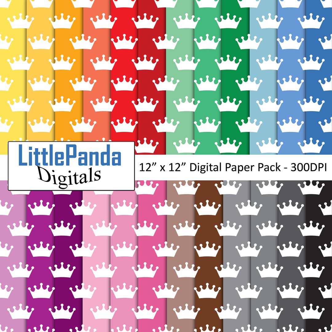 Crown Digital Paper Princess Scrapbook Paper Little Prince Pattern ...