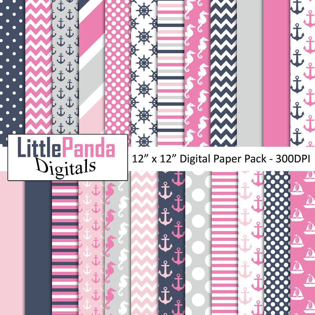 Nautical Digital Paper, Scrapbook Papers, Wallpaper, Background ...