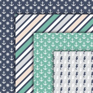 Nautical Digital Paper, Scrapbook Papers, Wallpaper, Background ...