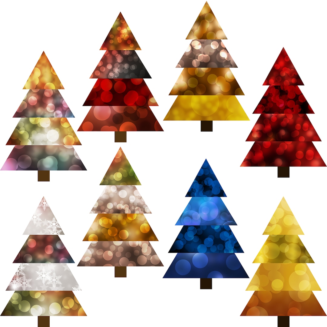 Christmas Tree Clipart Golden Christmas Clip Art Blue Bokeh ...