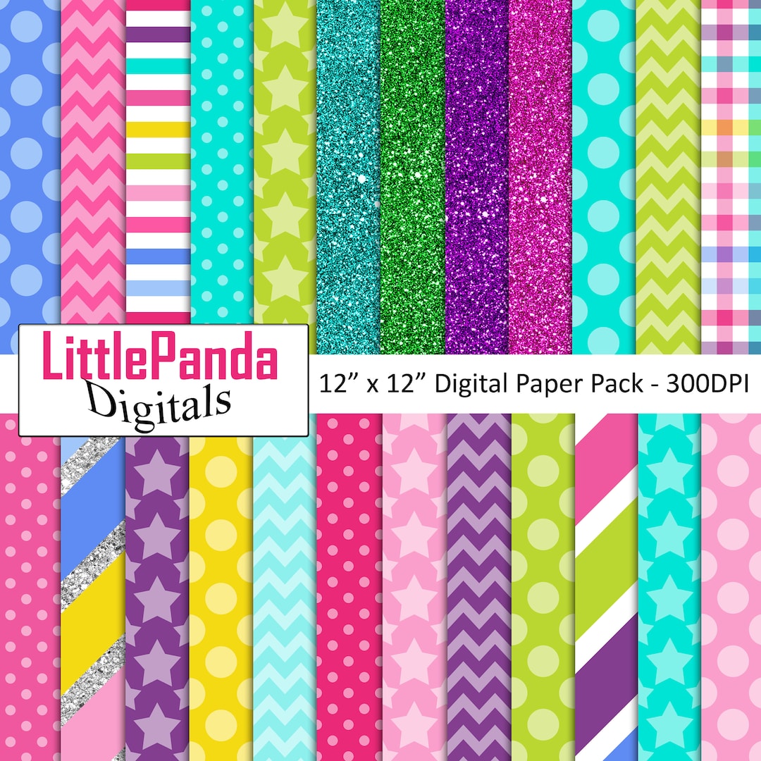 Birthday Digital Paper, Scrapbook Paper, Birthday, Glitter, Stripes ...