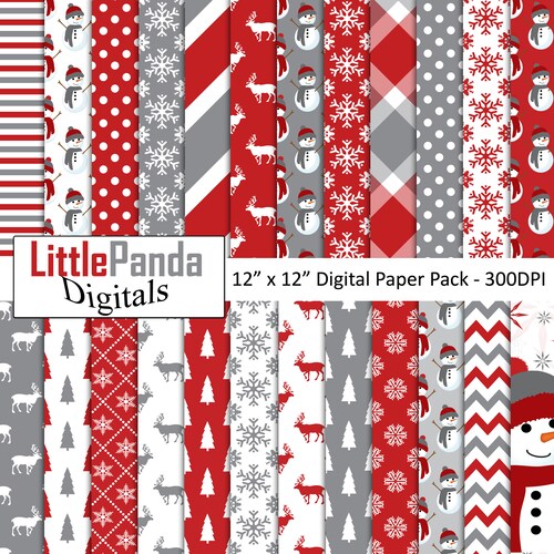 Christmas Digital Paper Holiday Scrapbook Papers Snowflake - Etsy